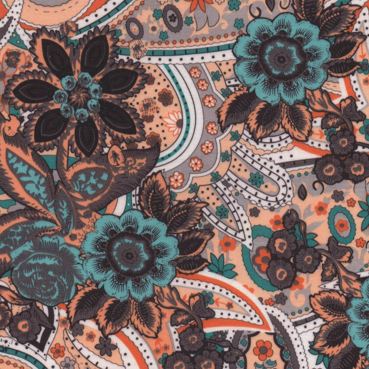 Papel de sublimación floreado mandalas naranjo calipso — Textil Cassis